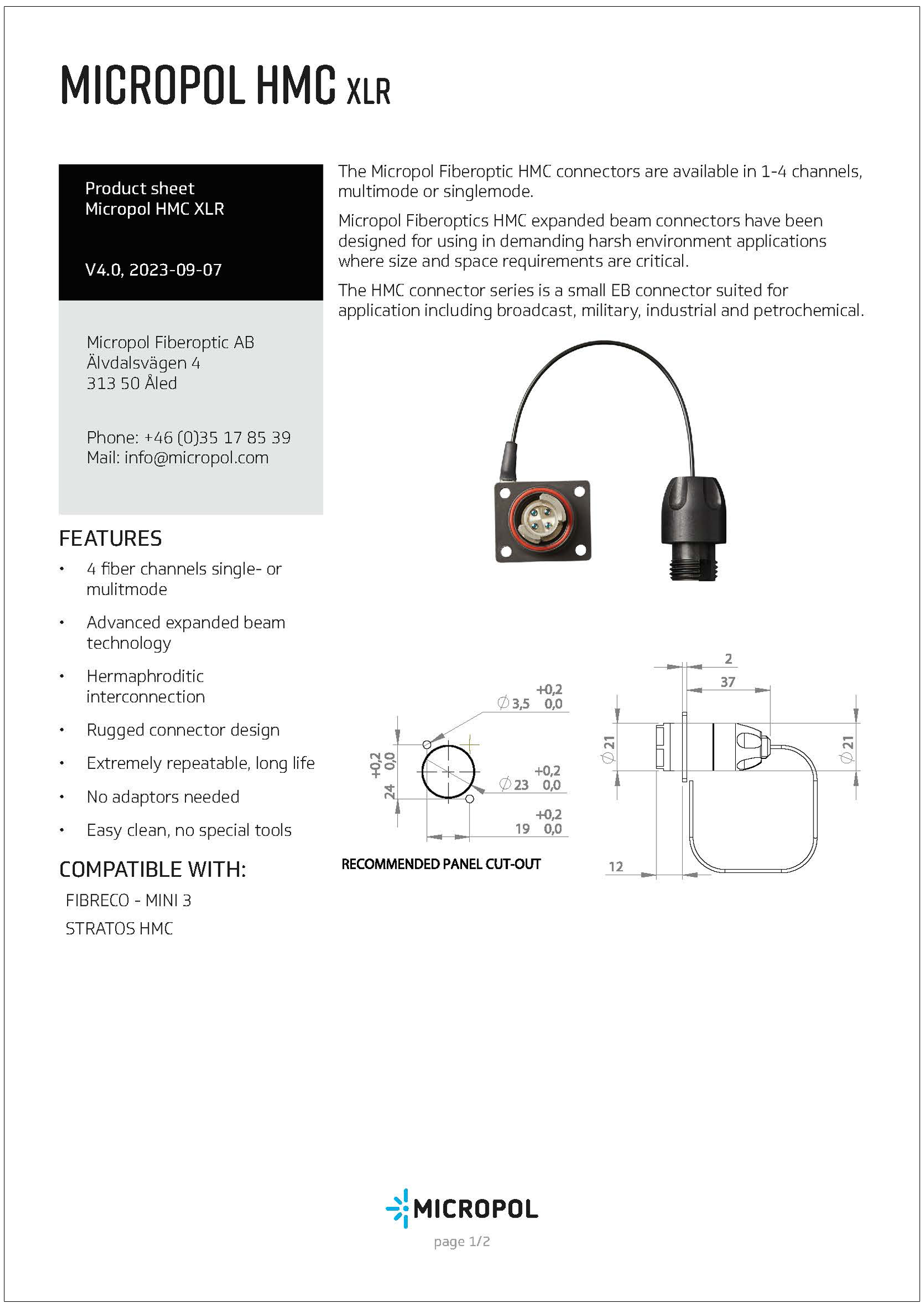PROCON HMC XLR - Expanded beam connector | Micropol