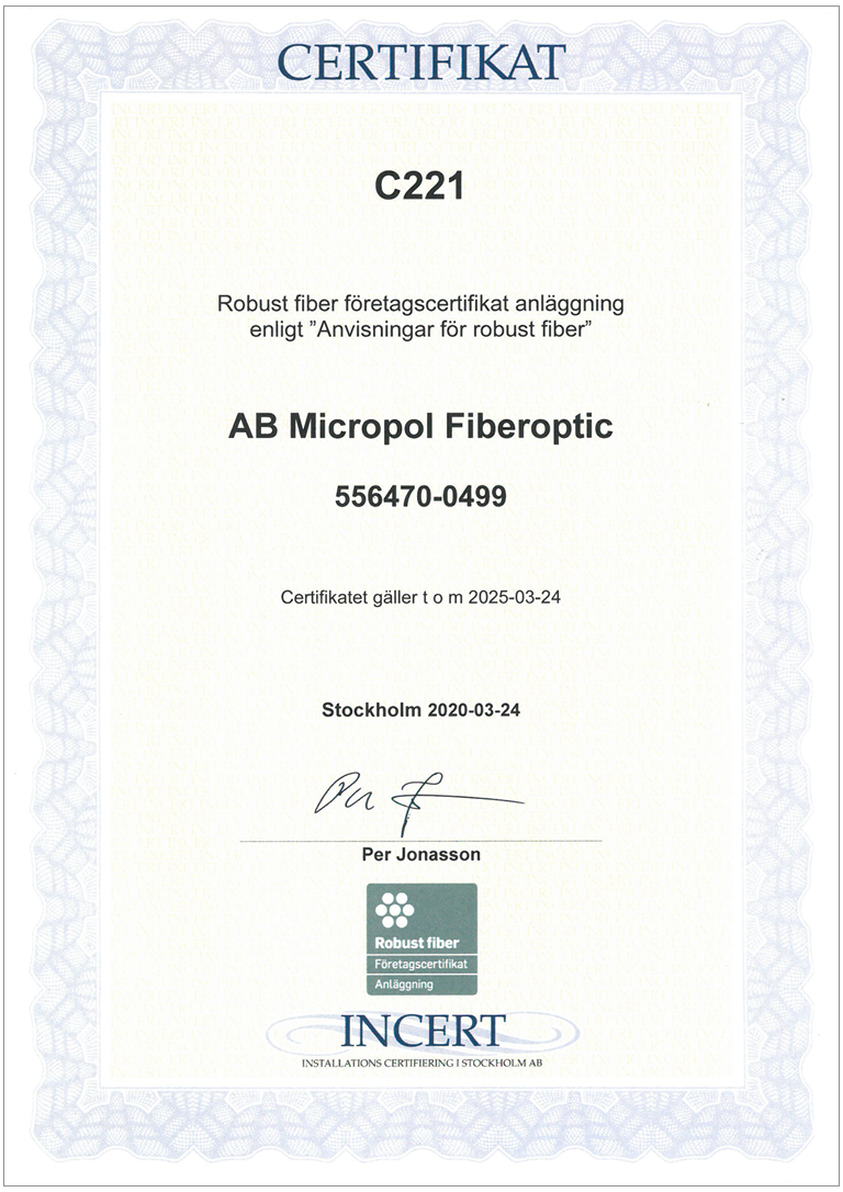 Robust Fiber - Micropol is Certified | Micropol